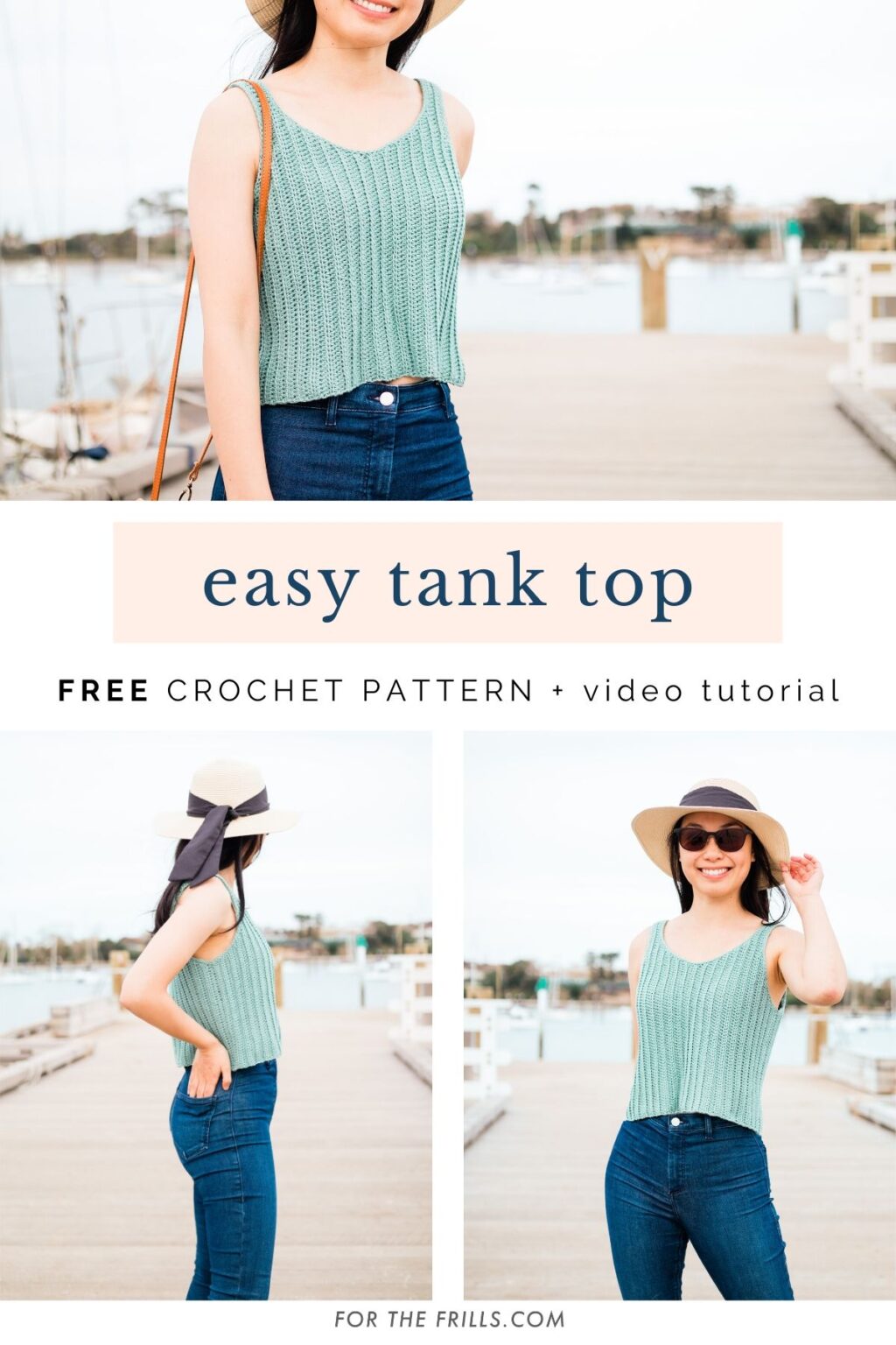 Crochet Ribbed Tank Top - free pattern + video tutorial - For The Frills